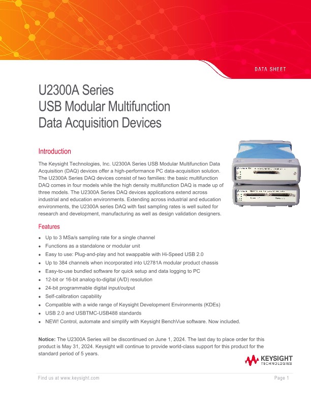 U2300A Series USB Modular Multifunction Data Acquisition Devices PDF Asset Page | Keysight